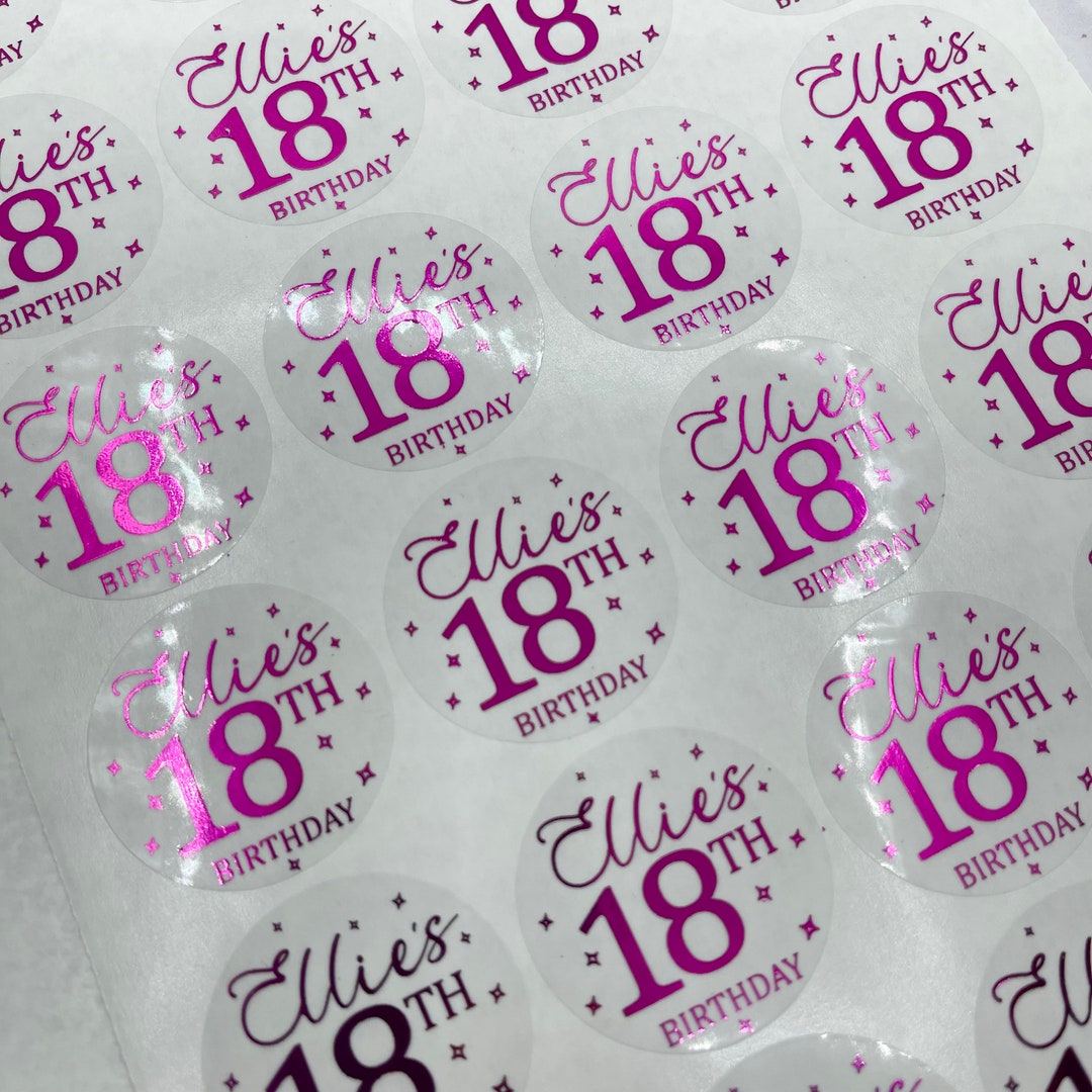 18th Birthday Stickers, Personalised Foiled 18th, Birthday Stickers ...