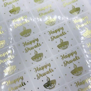 Diwali Stickers, Diwali Labels, Foiled Diwali Stickers, Square Happy ...