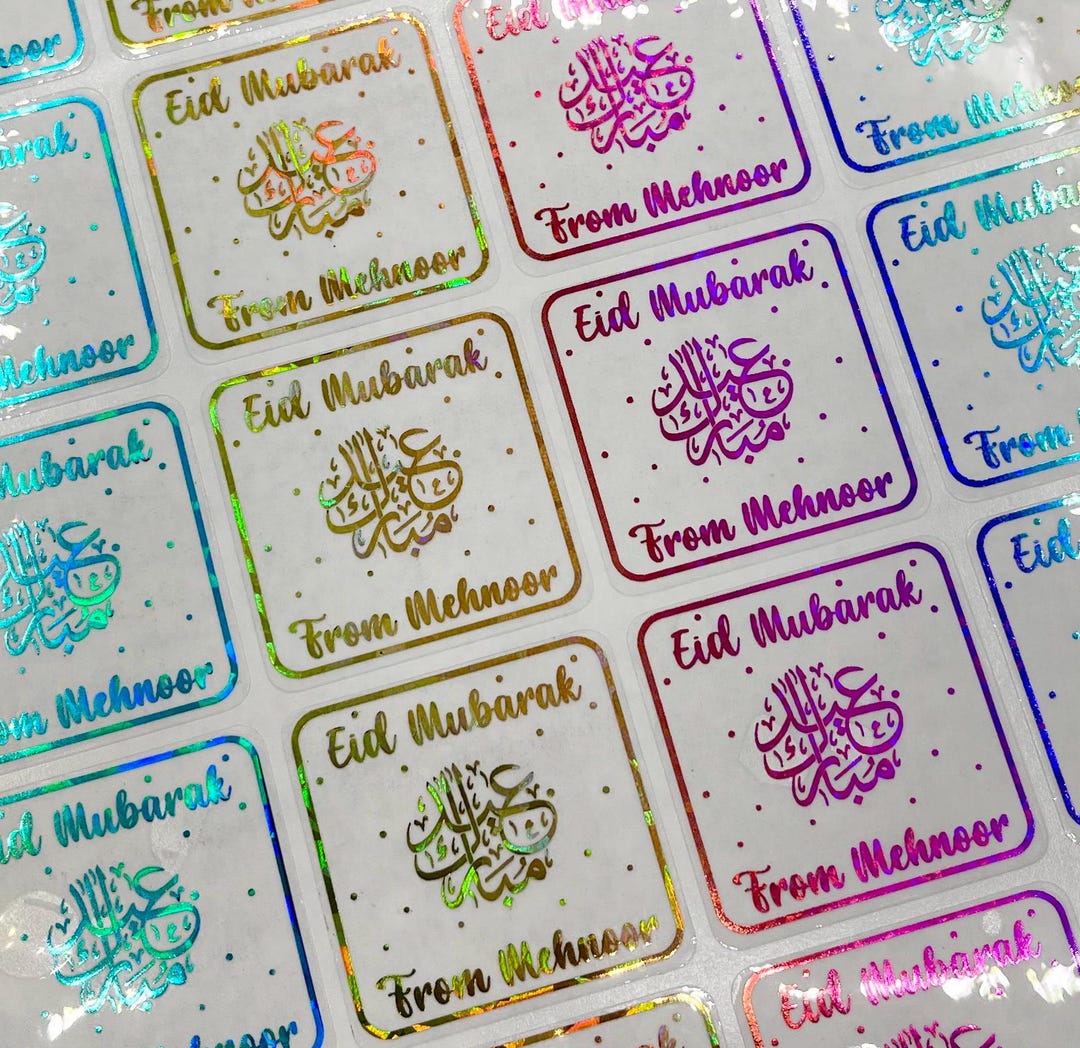 Eid Stickers, Eid Mubarak Stickers, Personalised Eid Sticker, Gold Eid ...