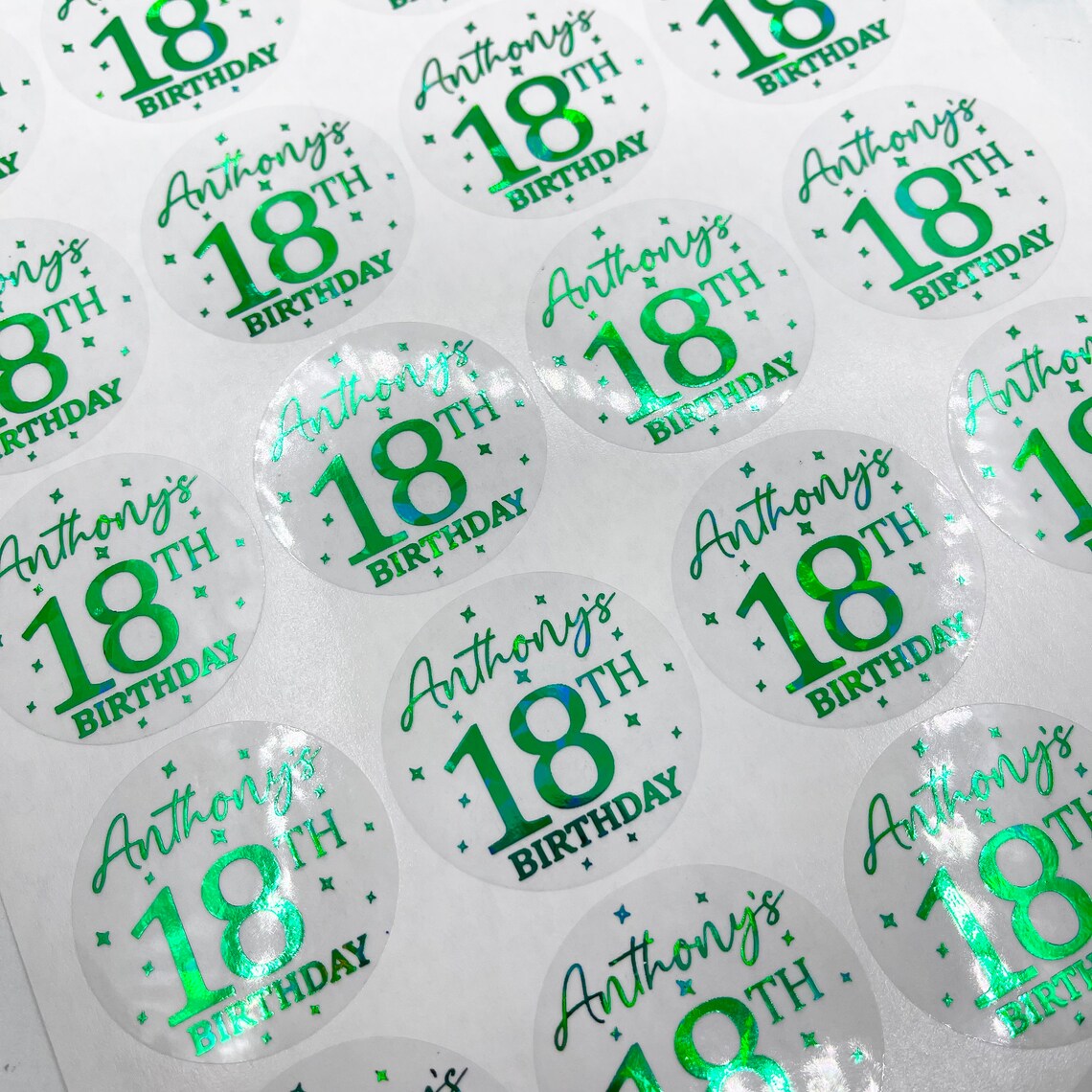 18th Birthday Stickers, Personalised Foiled 18th, Birthday Stickers ...