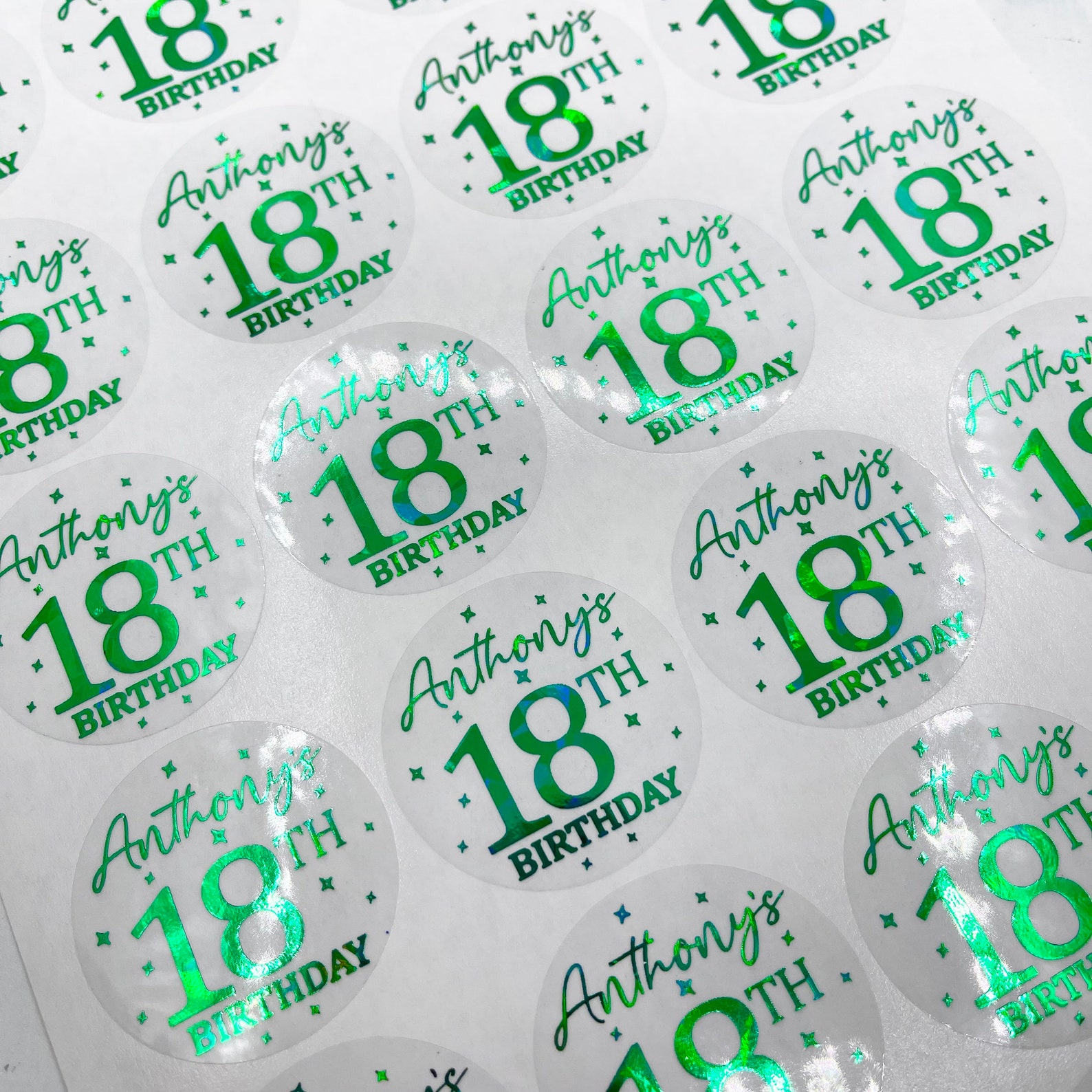 18th Birthday Stickers, Personalised Foiled 18th, Birthday Stickers ...