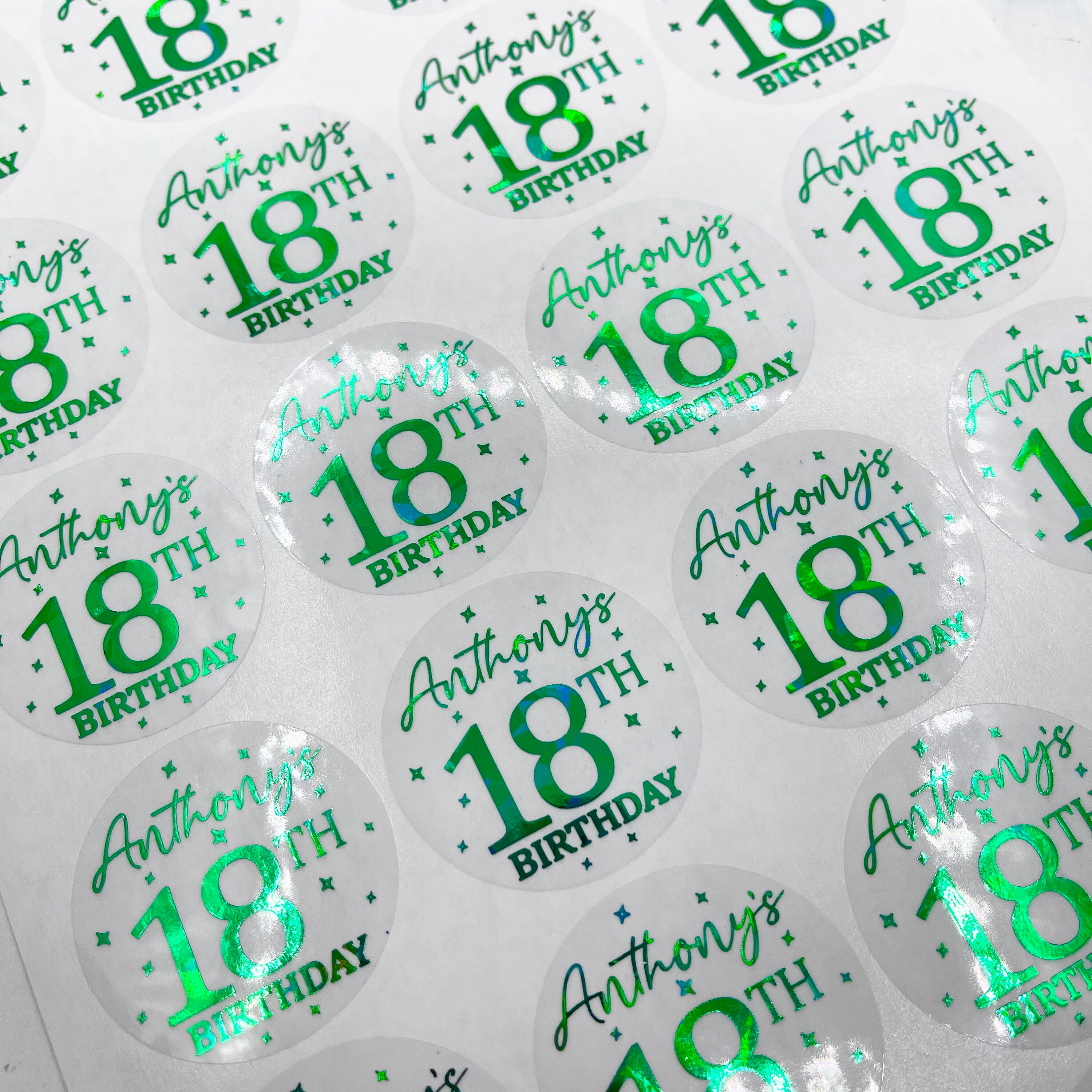 18th Birthday Stickers, Personalised Foiled 18th, Birthday Stickers ...