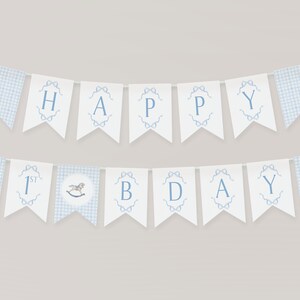 Editable Baby Blue Gingham Birthday Bundle | Traditional Kids Birthday ...