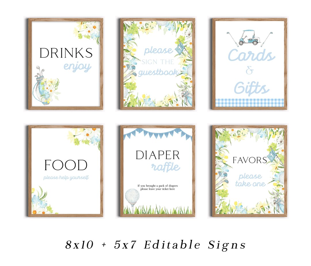 Editable Golf Theme Baby Shower Sign Set | Little Putter Boy Baby ...