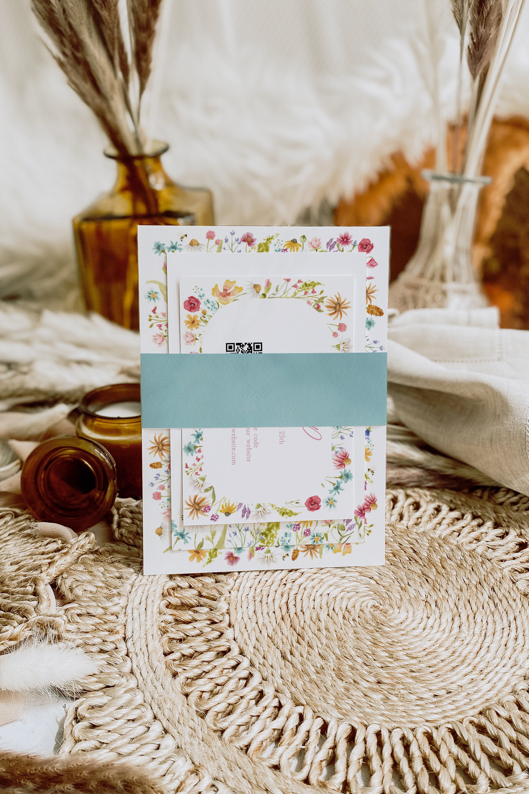 Colorful Garden Floral Wedding Invitation Set Spring Summer Floral ...