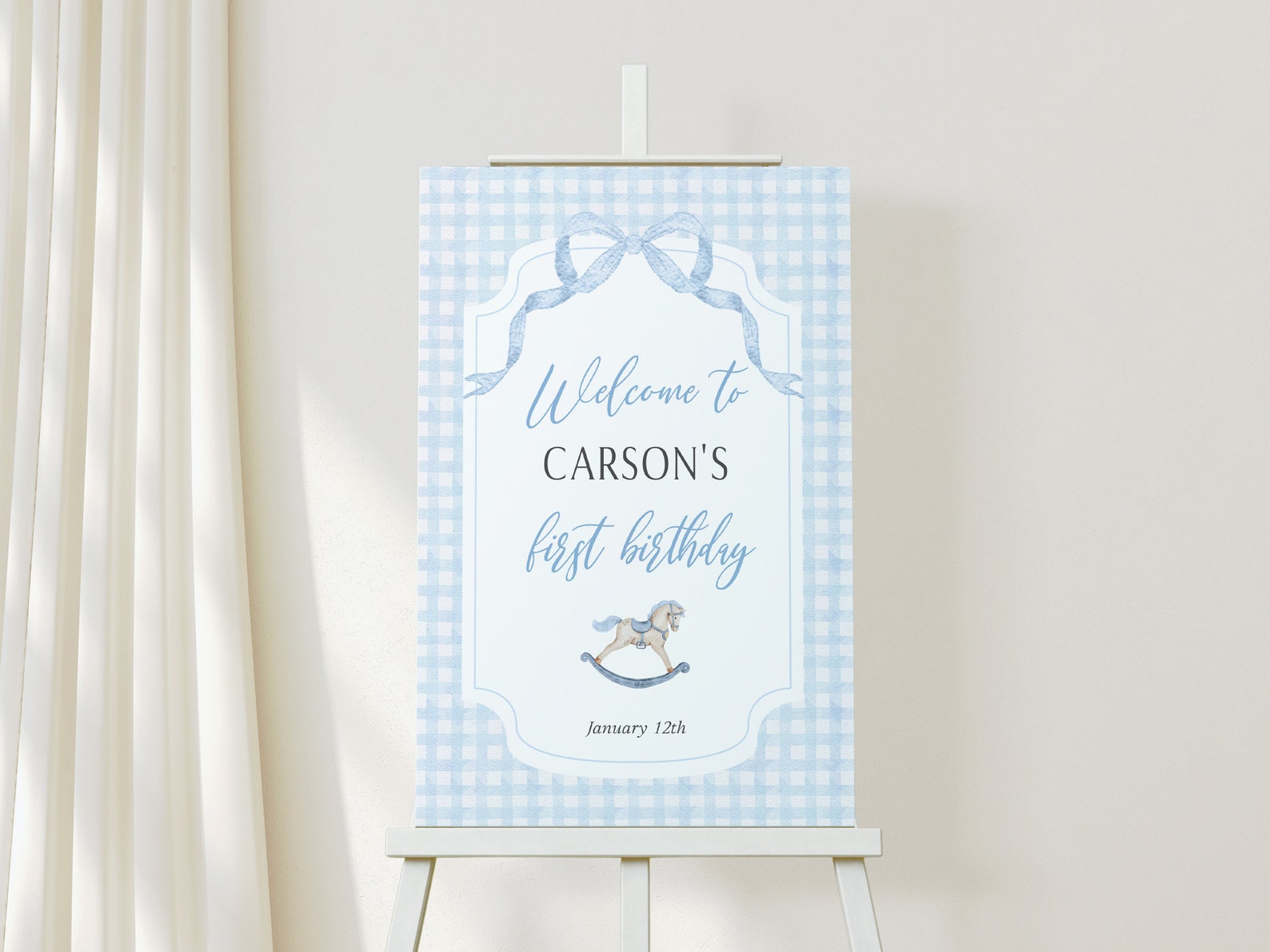 Editable Baby Blue Gingham Birthday Bundle Traditional Kids Birthday ...