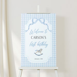 Editable Baby Blue Gingham Birthday Bundle | Traditional Kids Birthday ...