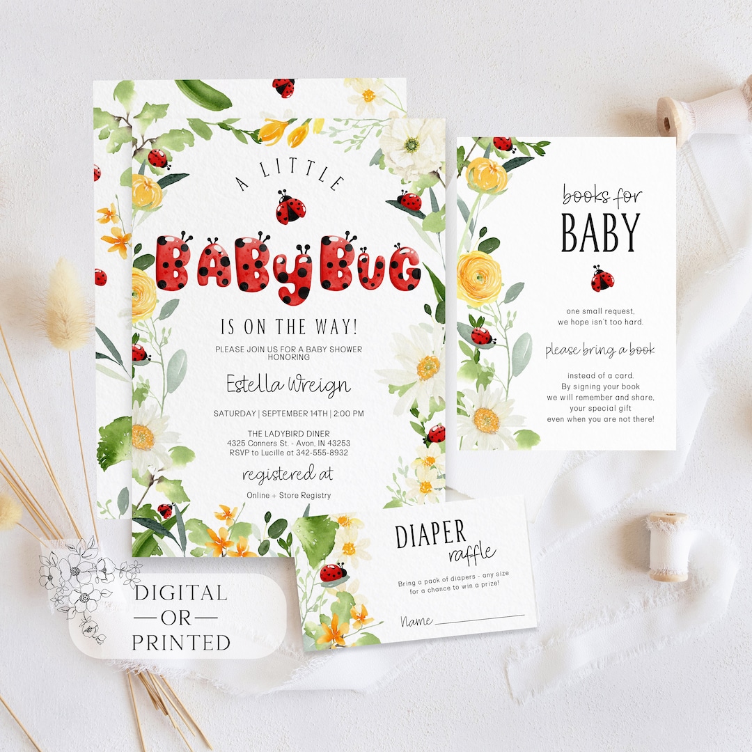 Ladybug Baby Shower Invitation | A Little Lady Baby Shower Invite ...