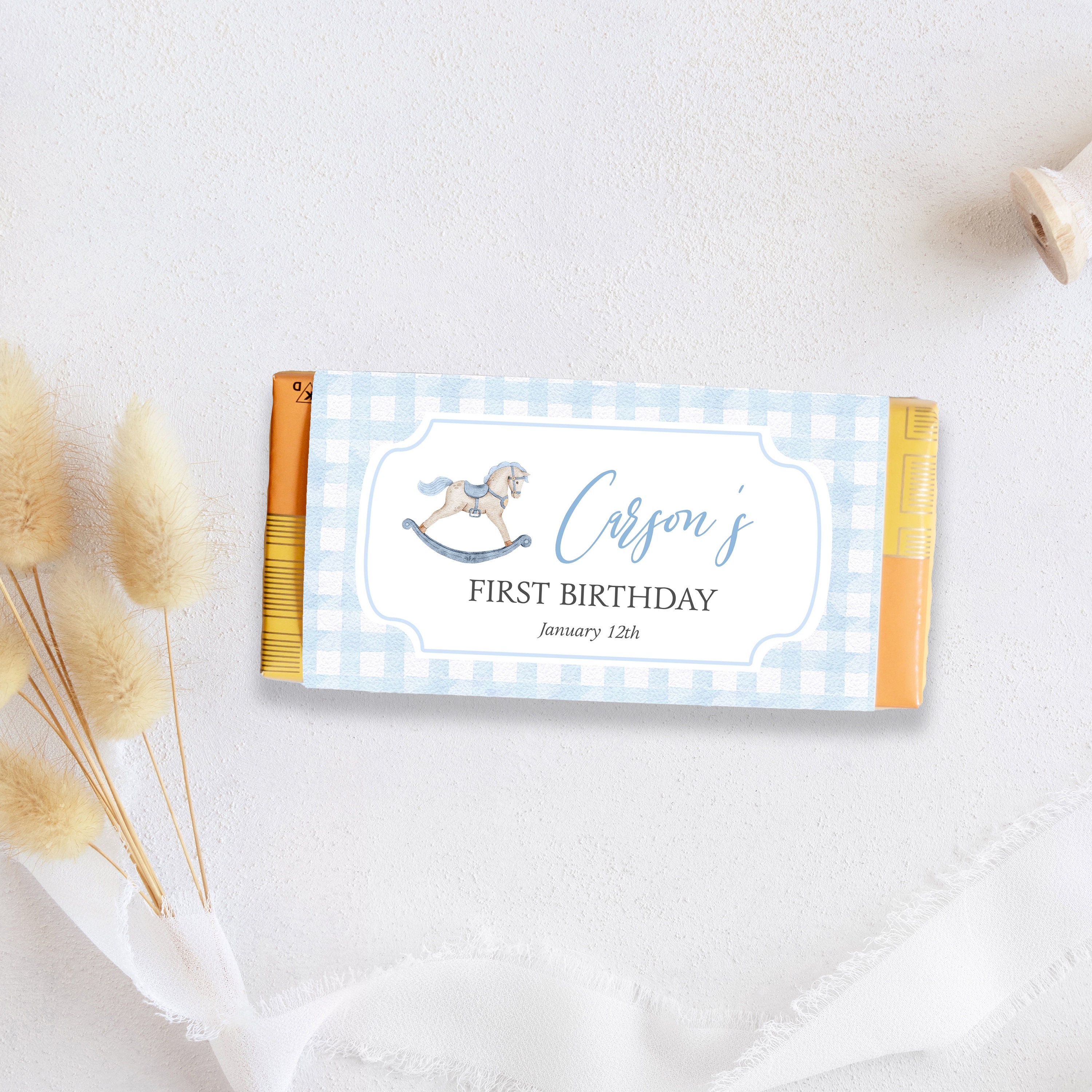 Editable Baby Blue Gingham Birthday Bundle Traditional Kids Birthday ...