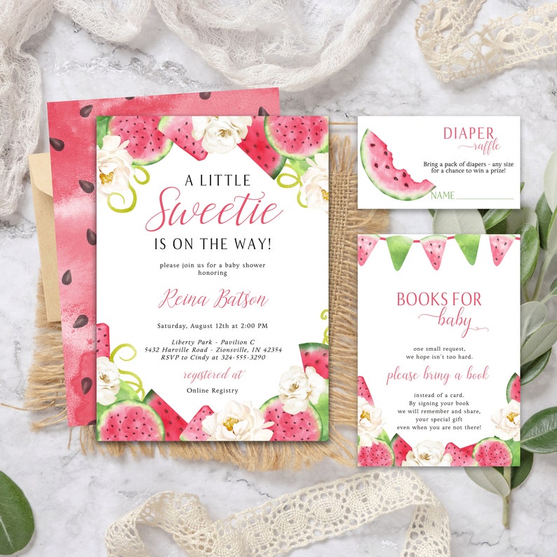 Editable Watermelon Baby Shower Invite Template Summer - Etsy