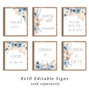 Editable Blue Boho Baby Shower Game Bundle | Game Set | Self Edit ...
