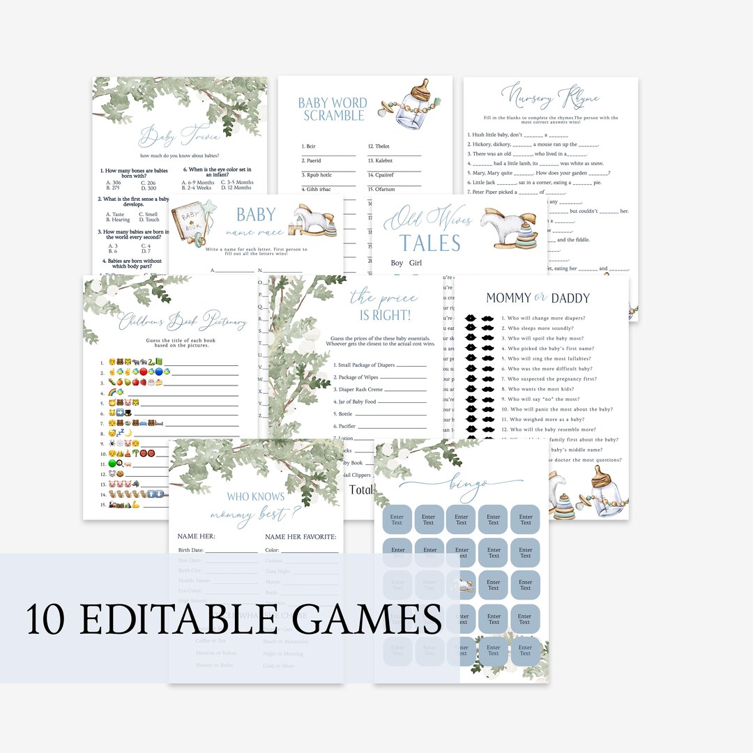 Editable Merry Little Baby Shower Game Bundle | Game Set | Self Edit ...