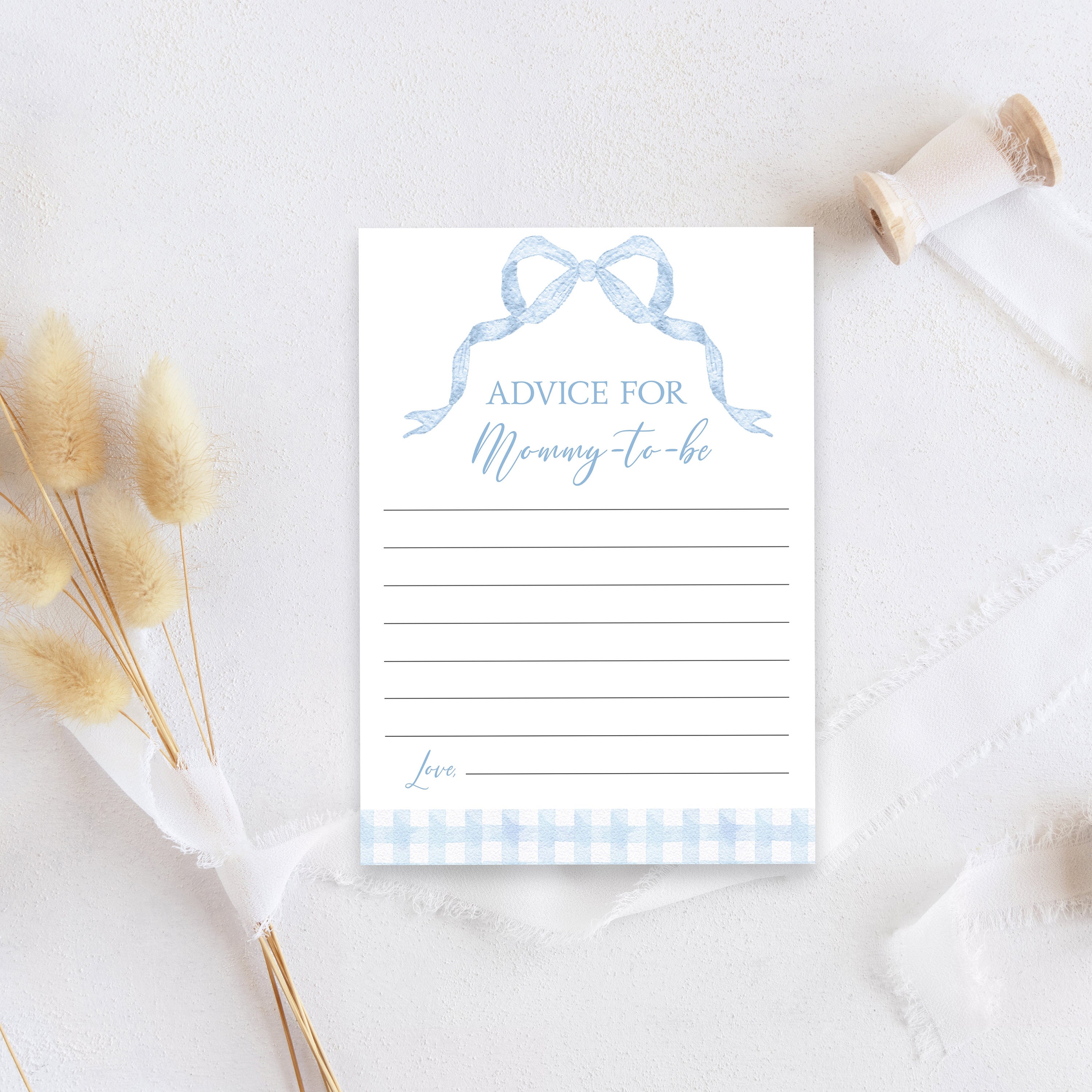 Blue Gingham Baby Shower Advice Card | Southern Traditional Baby Shower ...