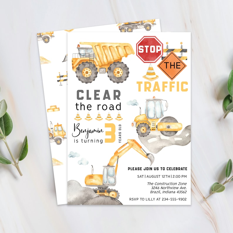 Editable Construction Invitation Construction Kids Birthday - Etsy