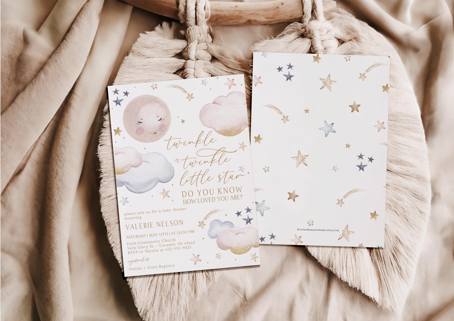 Editable Twinkle Little Star Modern Baby Shower Invitation | Gender ...