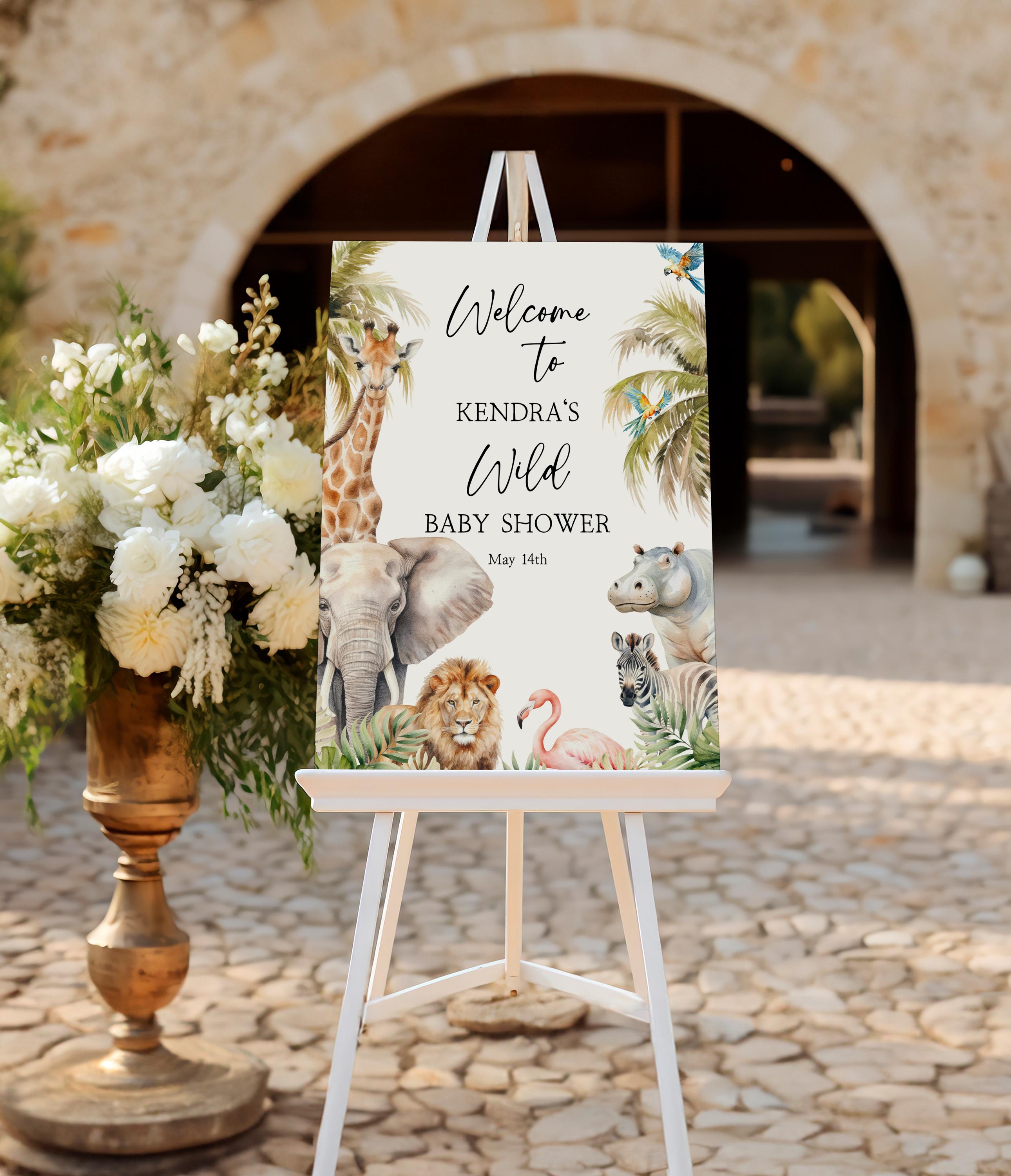 Safari Adventure Baby Shower Welcome Sign | Wild Baby Brunch Party Sign ...