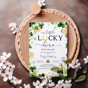 Editable Lucky Charm Baby Shower Invitation | St. Patrick's Day, Gender ...