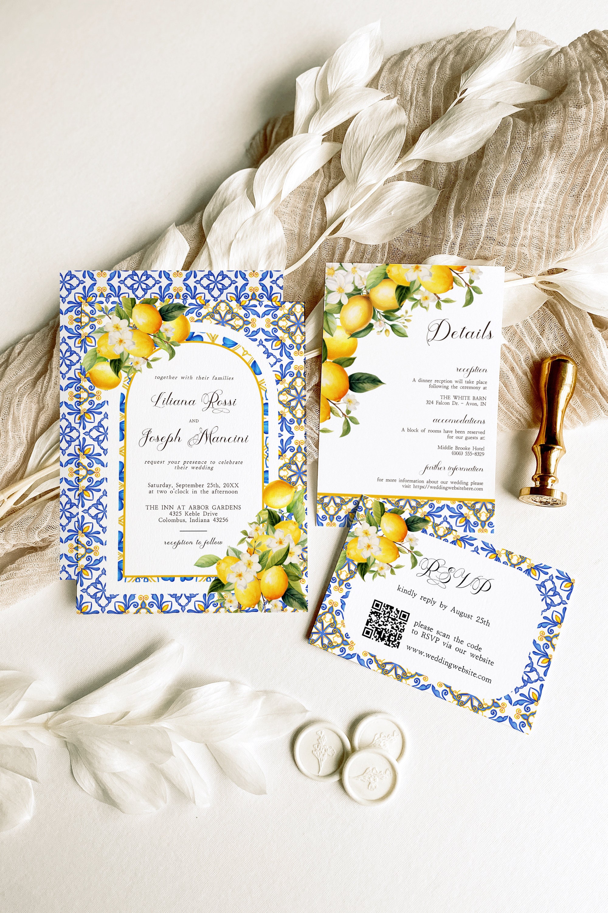 Lemon Wedding Invitation | Summer Wedding Invitation Bundle | Citrus ...