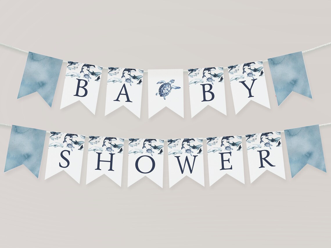Editable Nautical Ocean Baby Shower Banner Under the Sea - Etsy