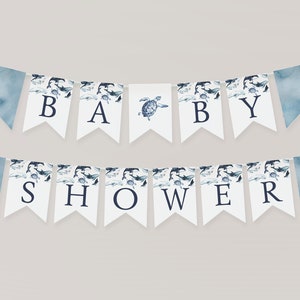Editable Nautical Ocean Baby Shower Banner | Under the Sea Baby Shower ...