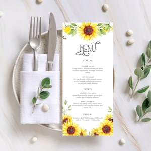 Editable Honey Bee Baby Shower Menu | Sunflower Floral Bee Baby Brunch ...