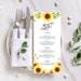 Editable Honey Bee Baby Shower Menu | Sunflower Floral Bee Baby Brunch ...