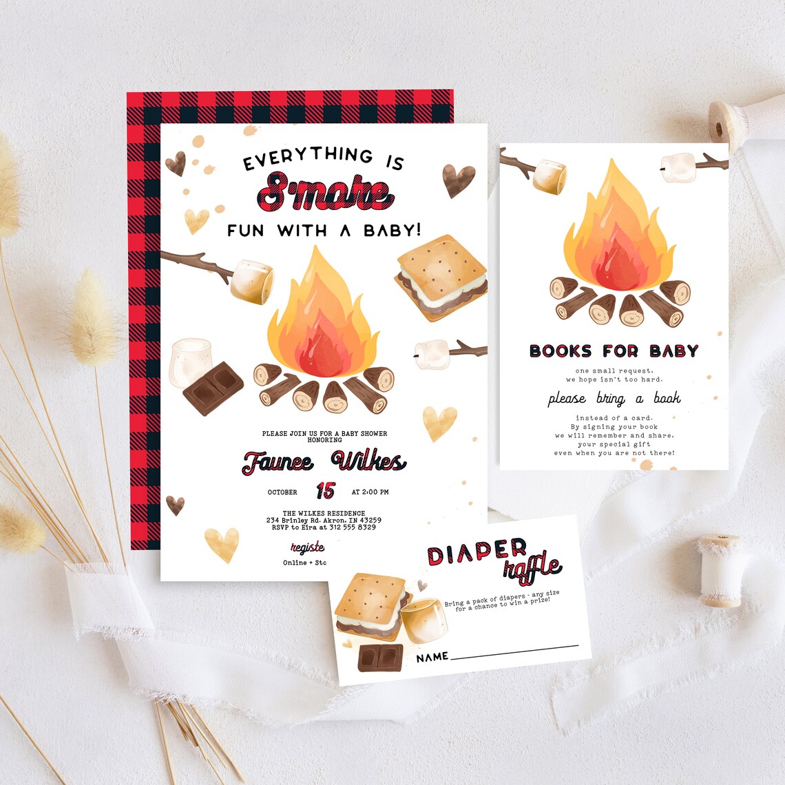 Editable S'more Baby Shower Invitation Rustic Outdoor Baby Shower ...