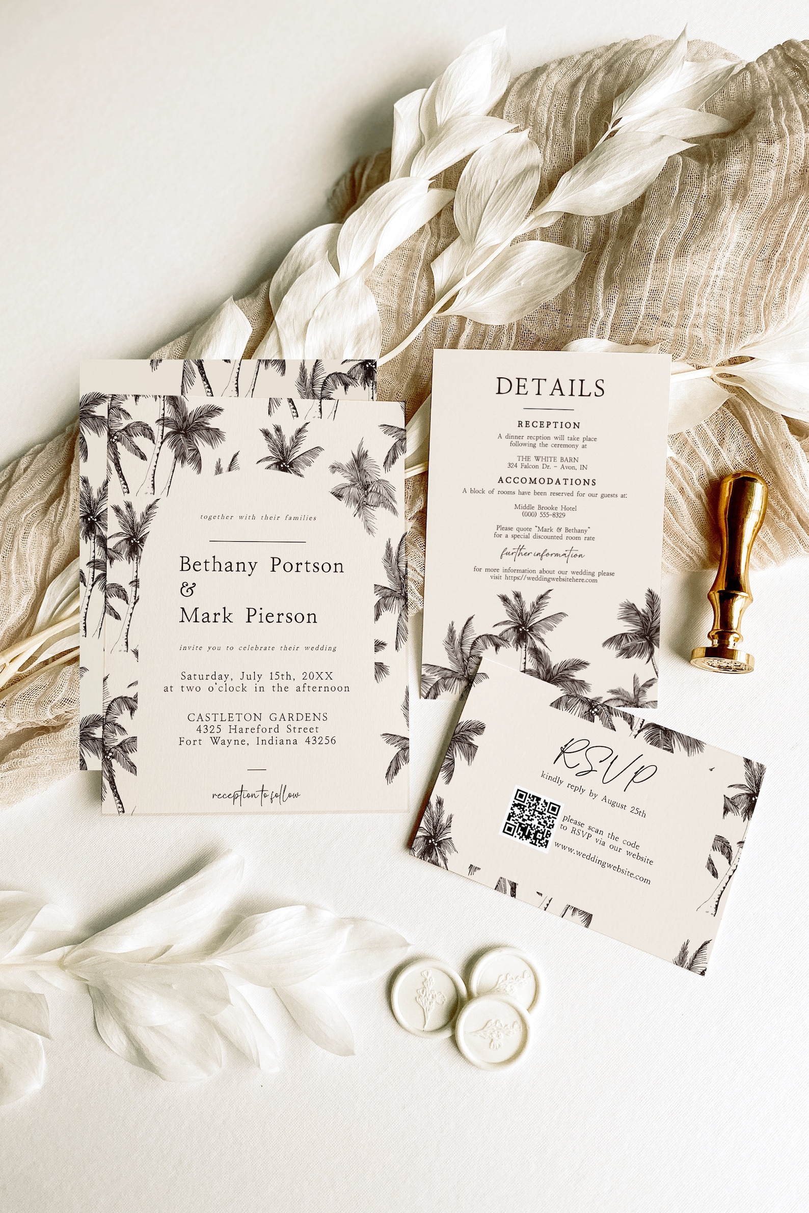 Destination Wedding Invitation | Tropical Wedding Invitation Template ...