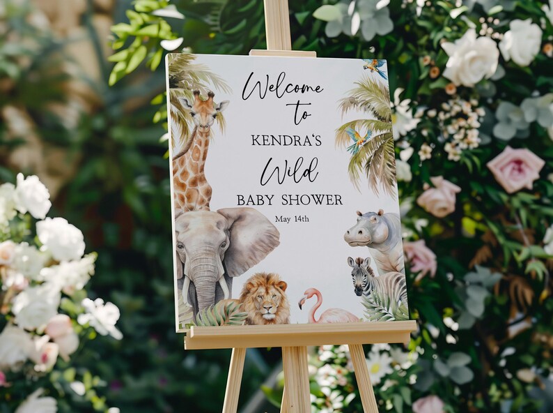 Safari Adventure Baby Shower Welcome Sign | Wild Baby Brunch Party Sign ...