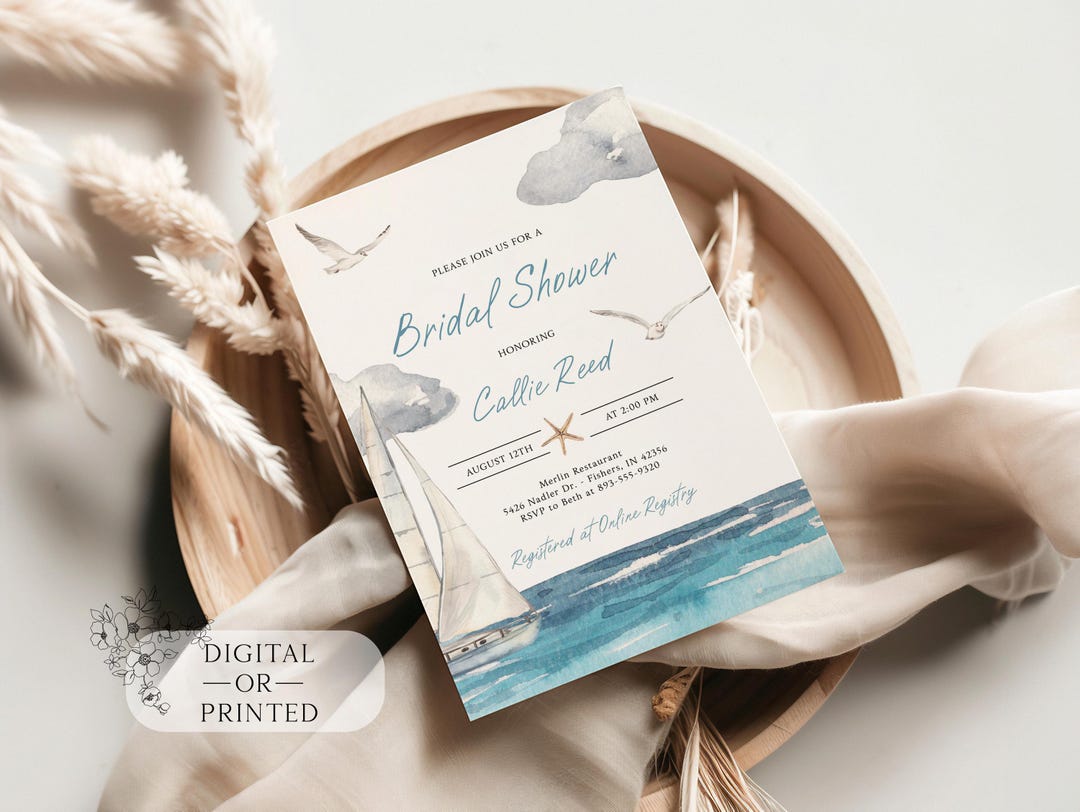 Beach Bridal Shower Invitation | Shell Bridal Shower Invite | Sea ...
