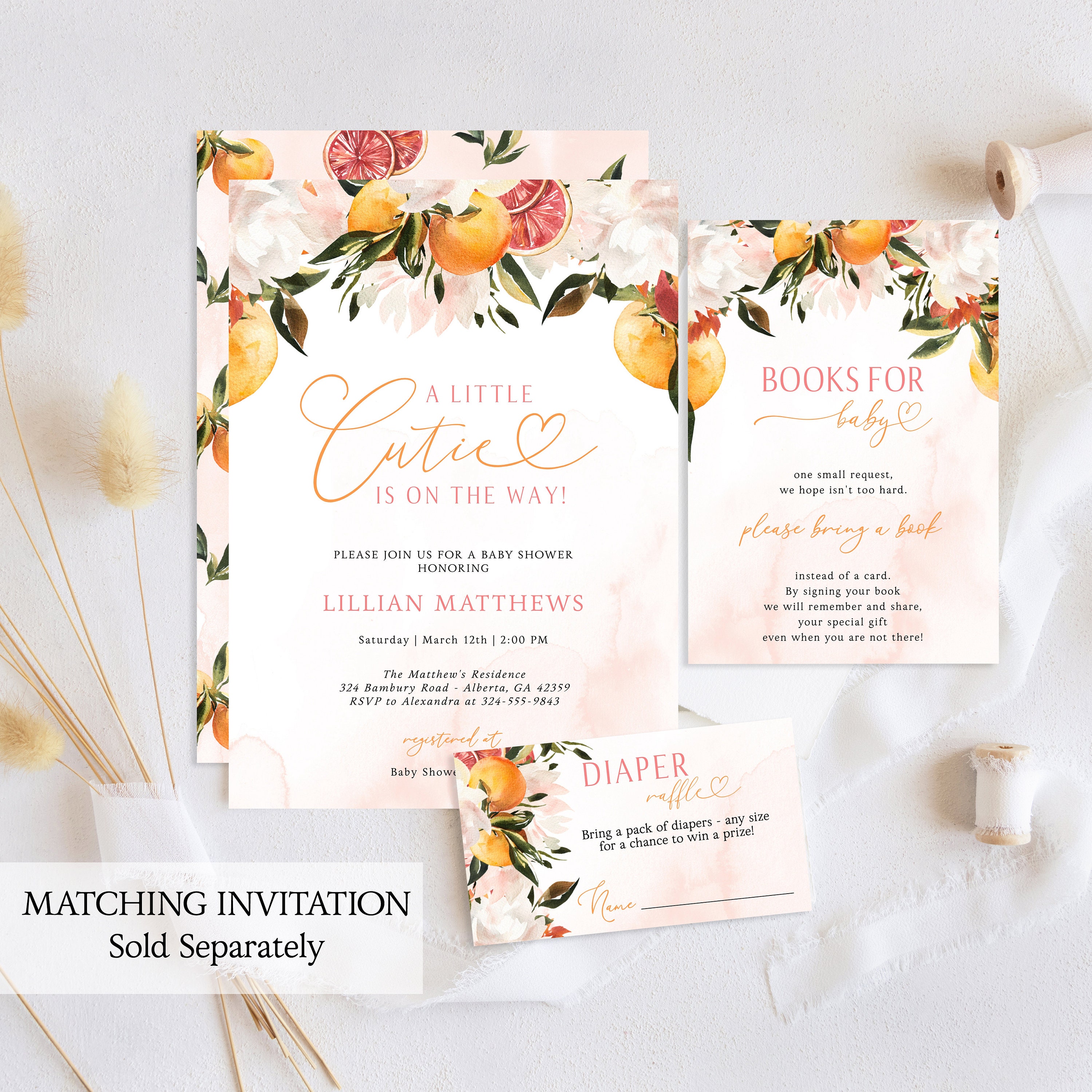 Floral Cutie Baby Shower Game Bundle | Citrus Game Set | Editable ...