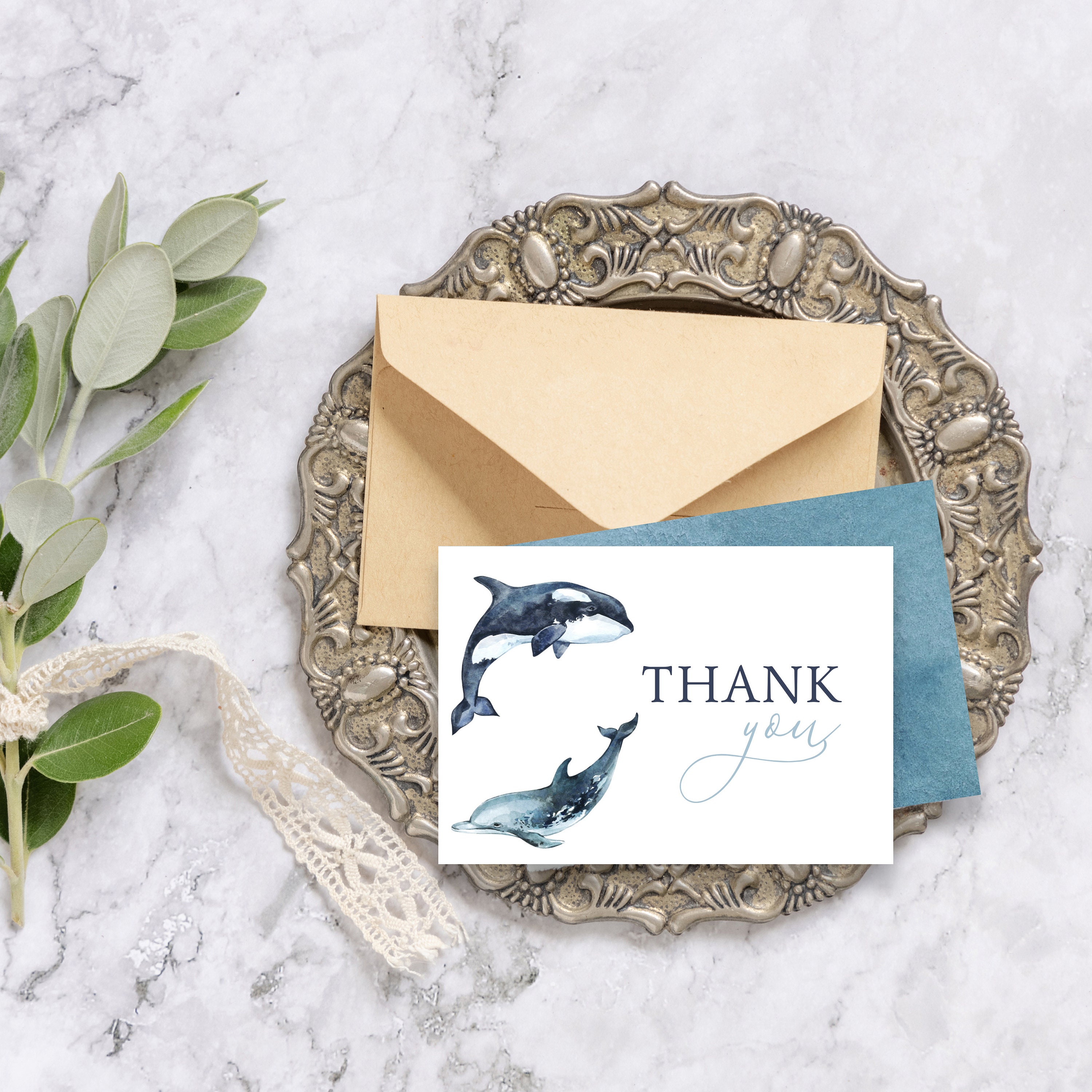Ocean & Sea Thank You Card Editable Template Ocean Baby - Etsy