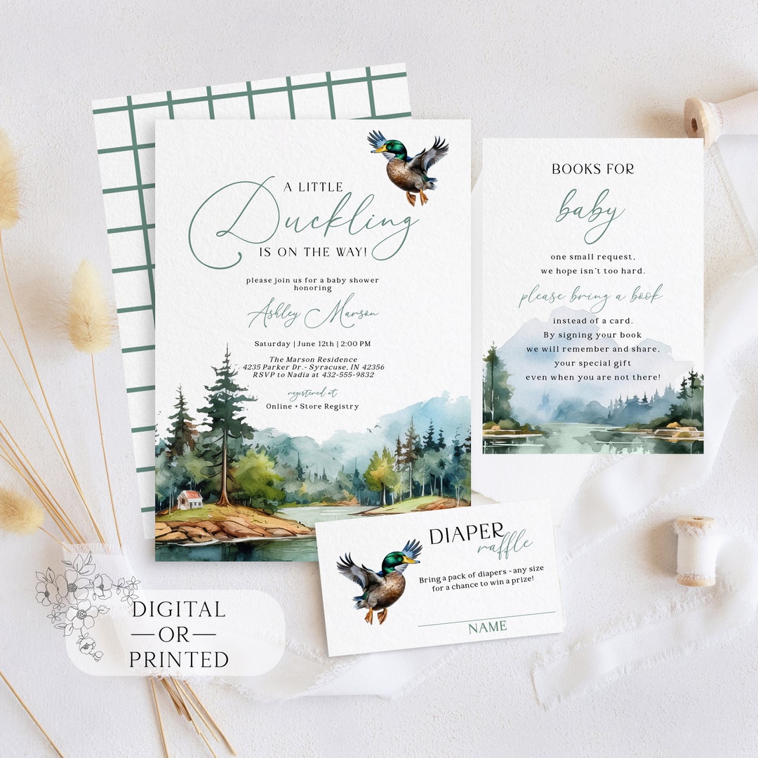 Mallard Duck Outdoor Baby Shower Invitation Set | Hunting Baby Sprinkle ...