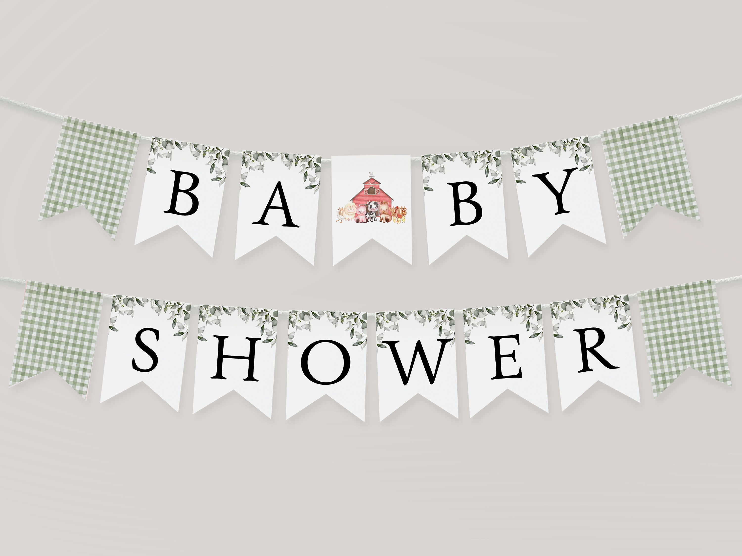 Editable Barn Animal Baby Shower Banner Farm Baby Shower - Etsy