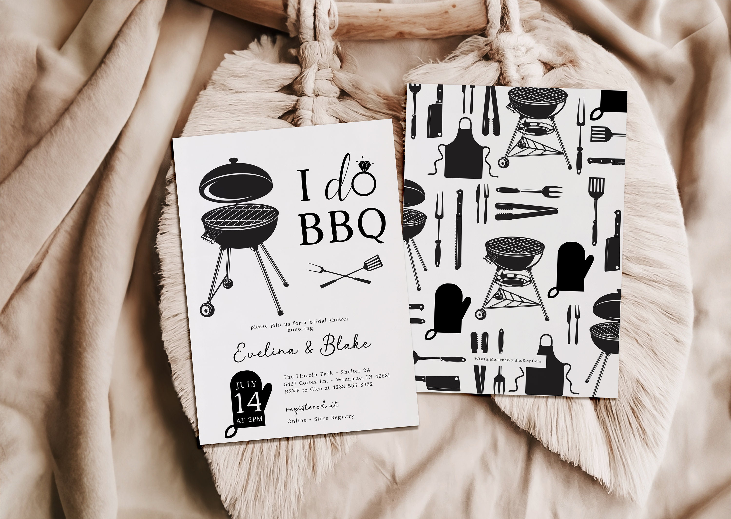 Barbecue Bridal Shower Invitation Modern Outdoor Couples Shower Invite ...