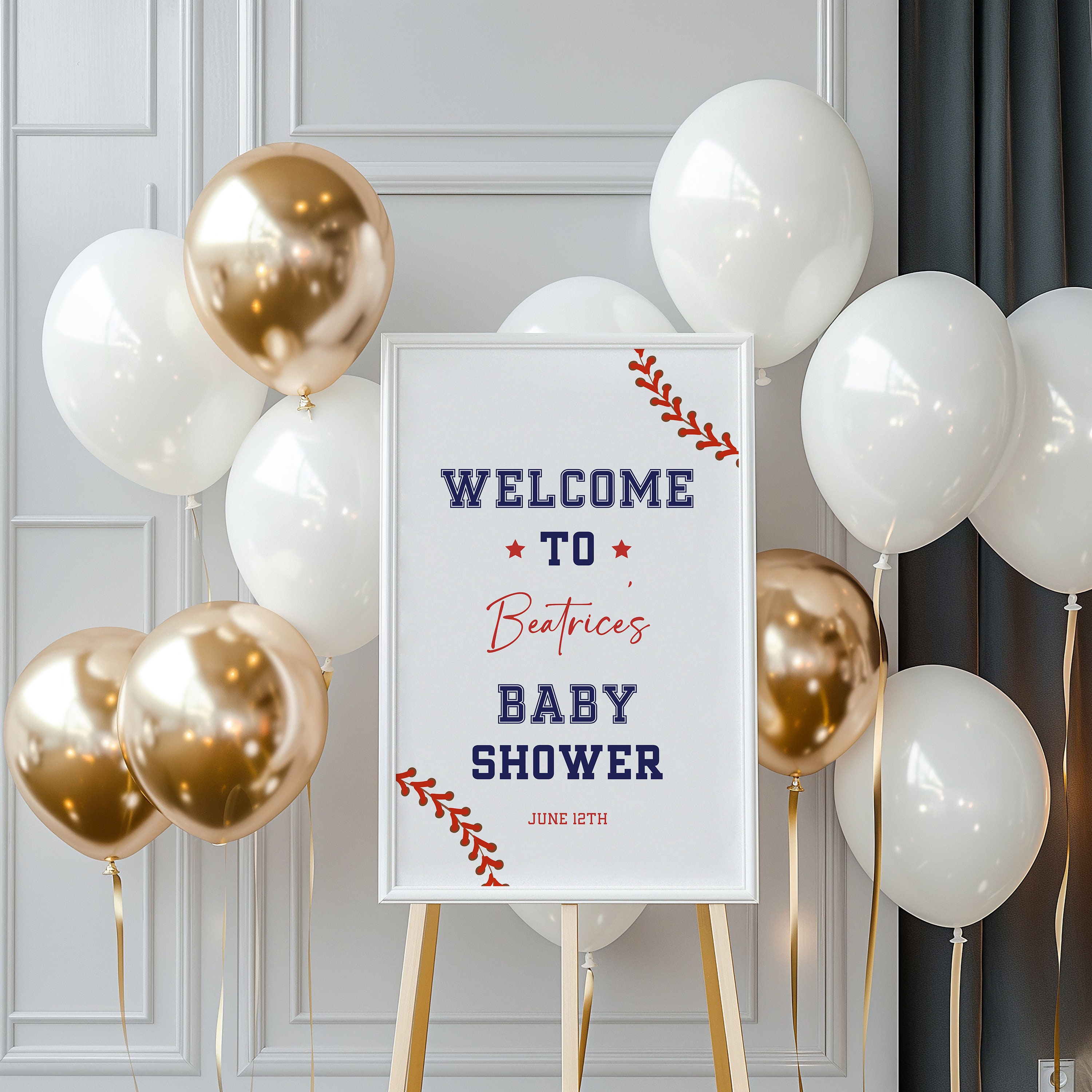 Baseball Boy Baby Shower Welcome Sign Sports Baby Shower Party Sign ...
