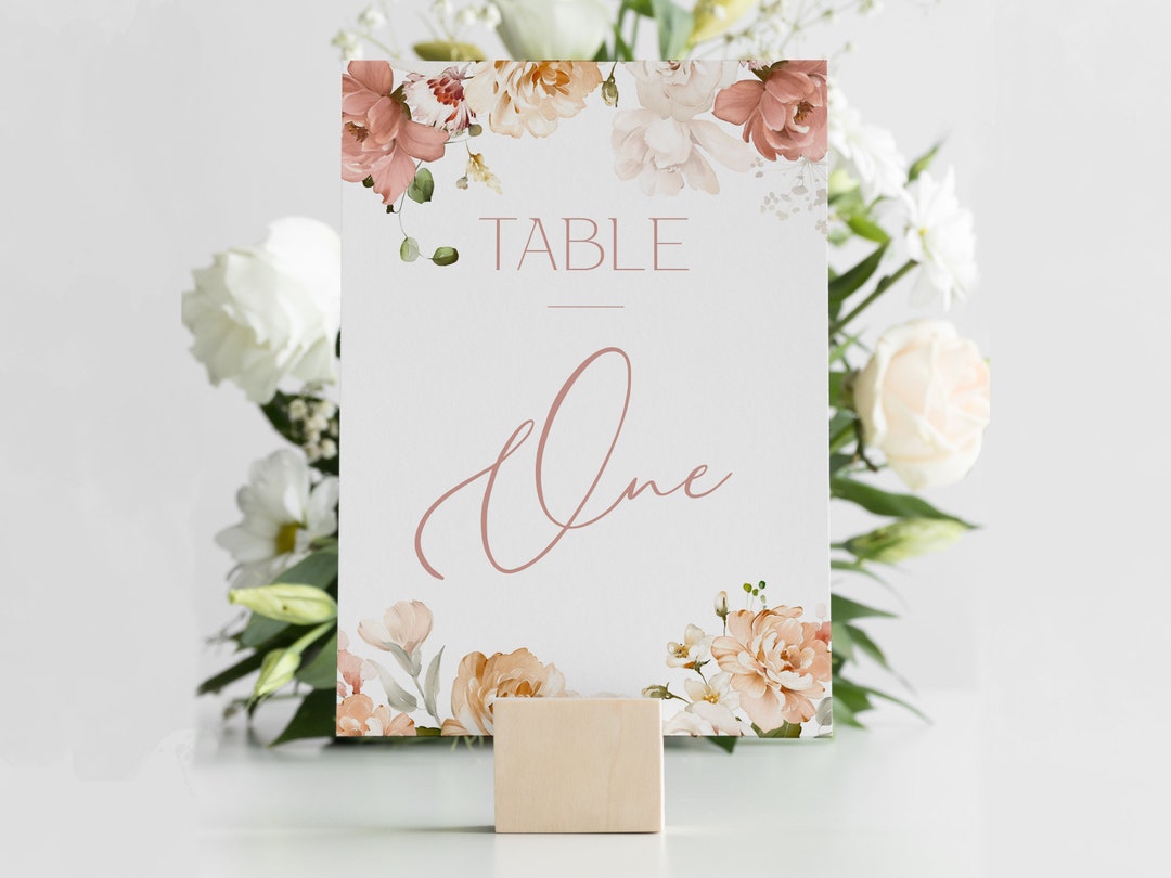 Editable Love in Bloom Floral Bridal Shower Table Number Sign | Boho ...