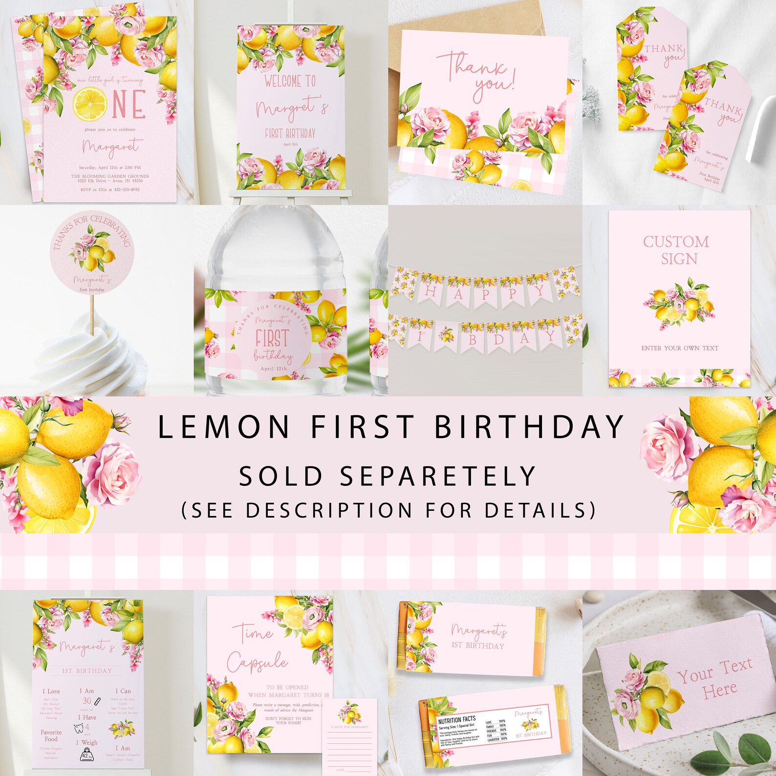 Lemon Birthday Invitation Girl Birthday Editable Lemonade First ...