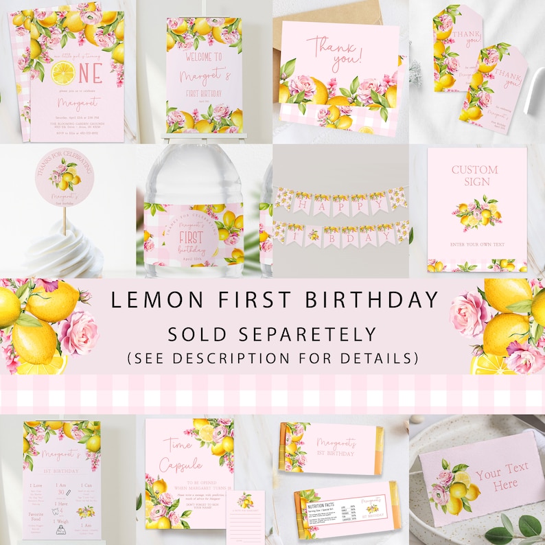 Lemon Birthday Invitation Girl Birthday Editable Lemonade First ...