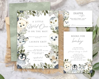 Editable Winter Arctic Animals Baby Shower Invitation Bundle - Etsy