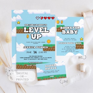 Video Game Boy Baby Shower Invite | Family Level up Baby Shower ...