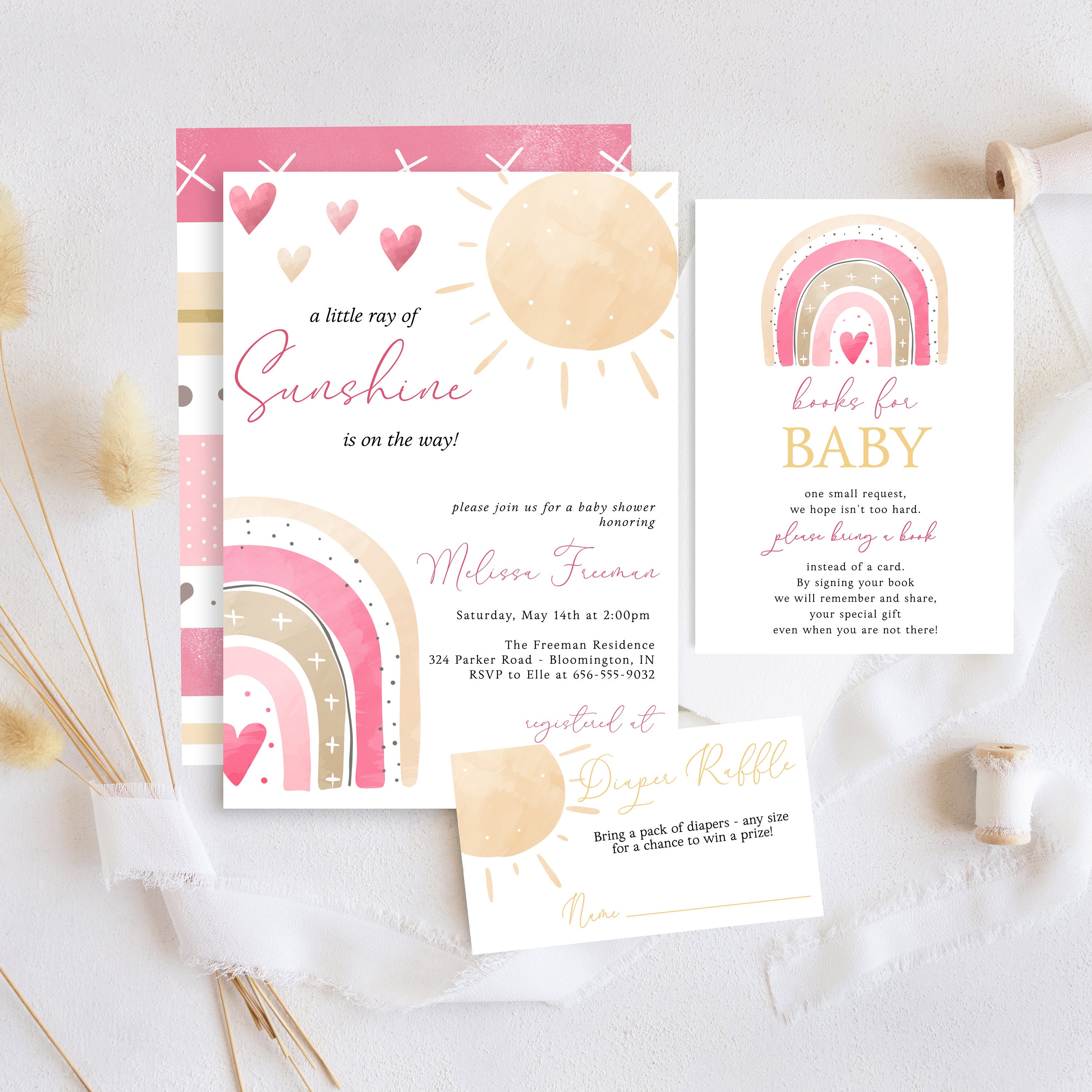Editable Little Sunshine Baby Shower Invitation Boho - Etsy