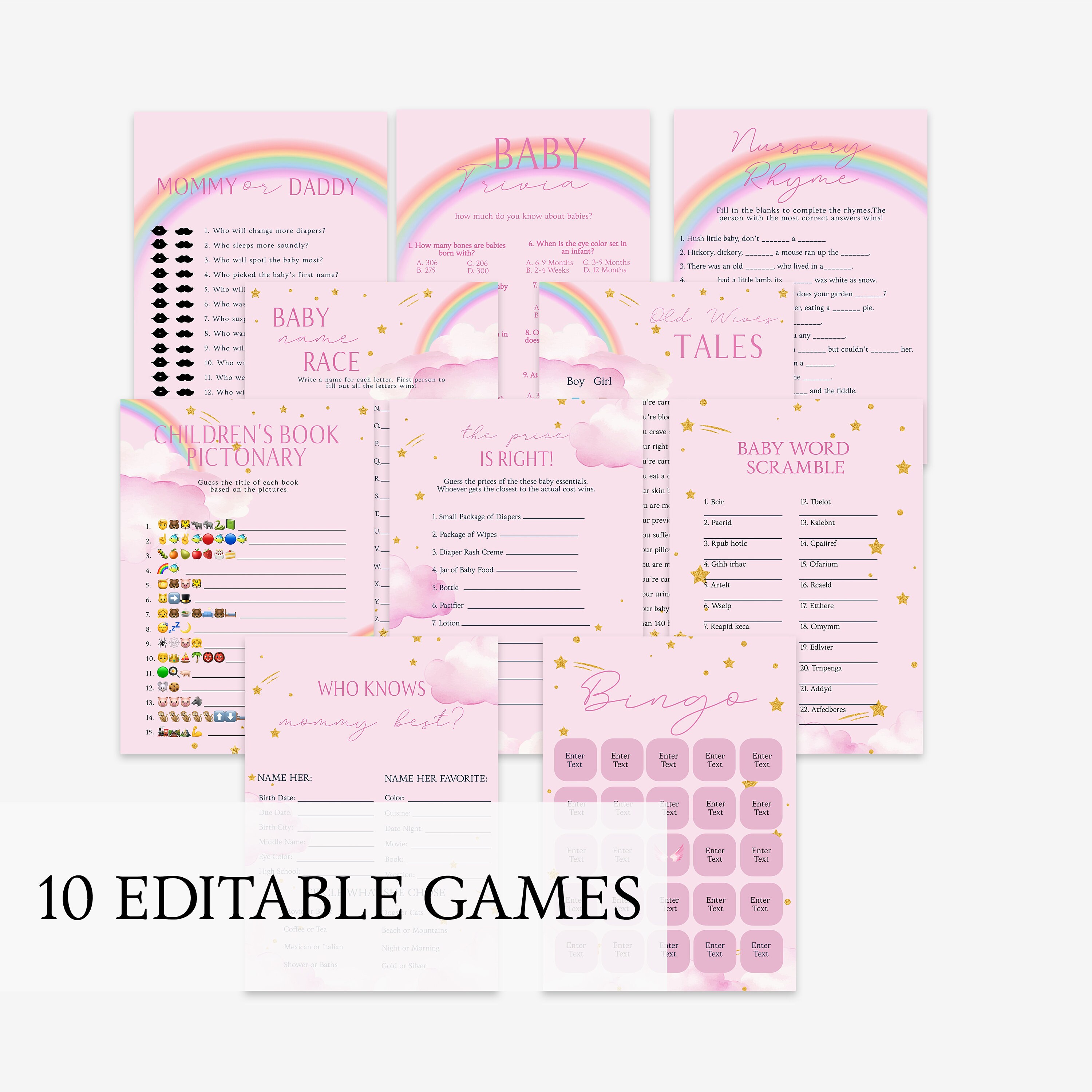 Editable Heaven Sent Baby Shower Game Bundle | Game Set | Self Edit ...