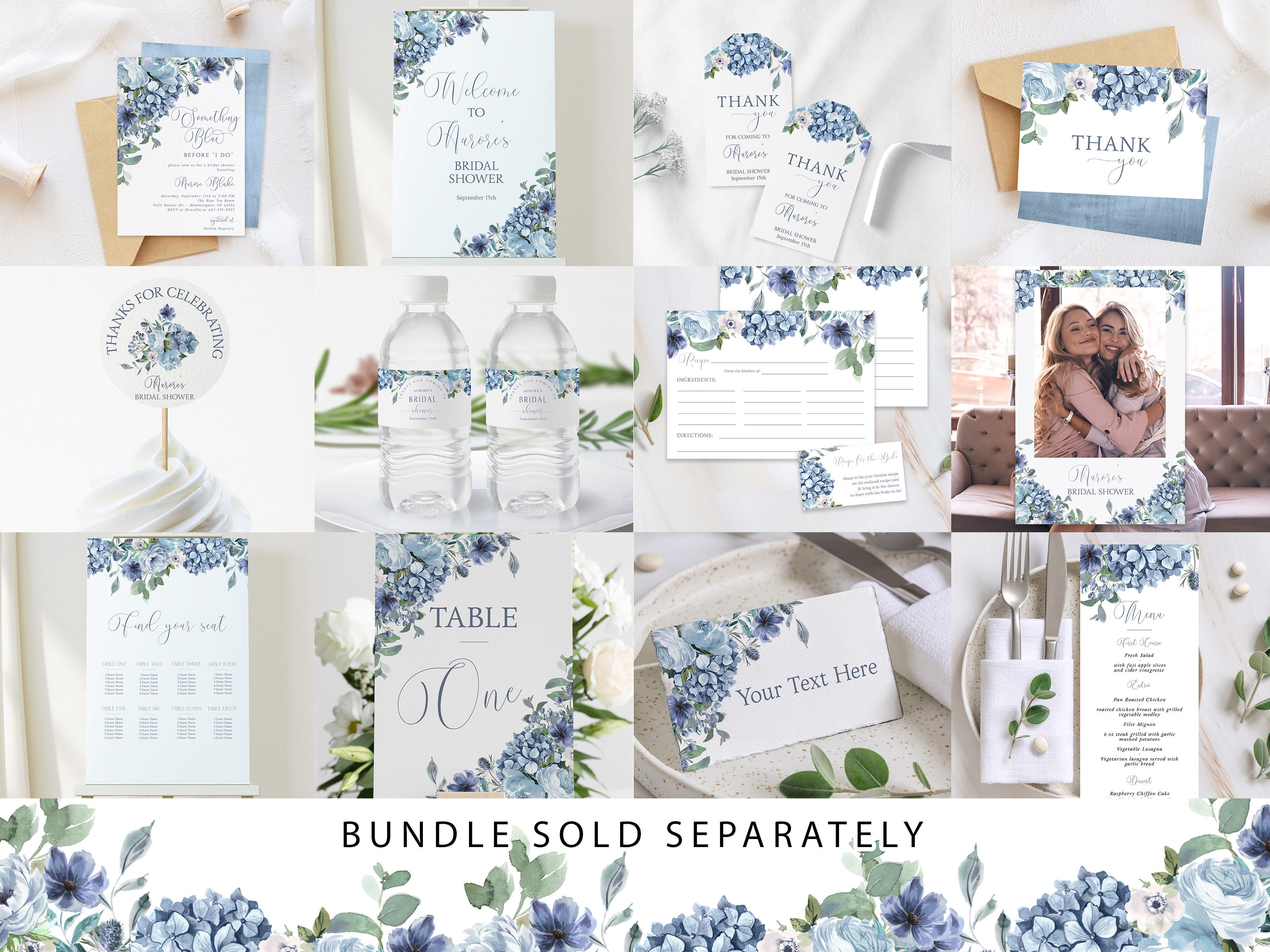 Something Blue Bridal Shower Printable Easel Sign | Blue Hydrangea ...