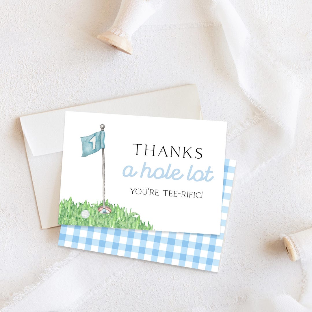 Editable Boy Golf Baby Shower Thank You Card, Folded Thank You Note ...