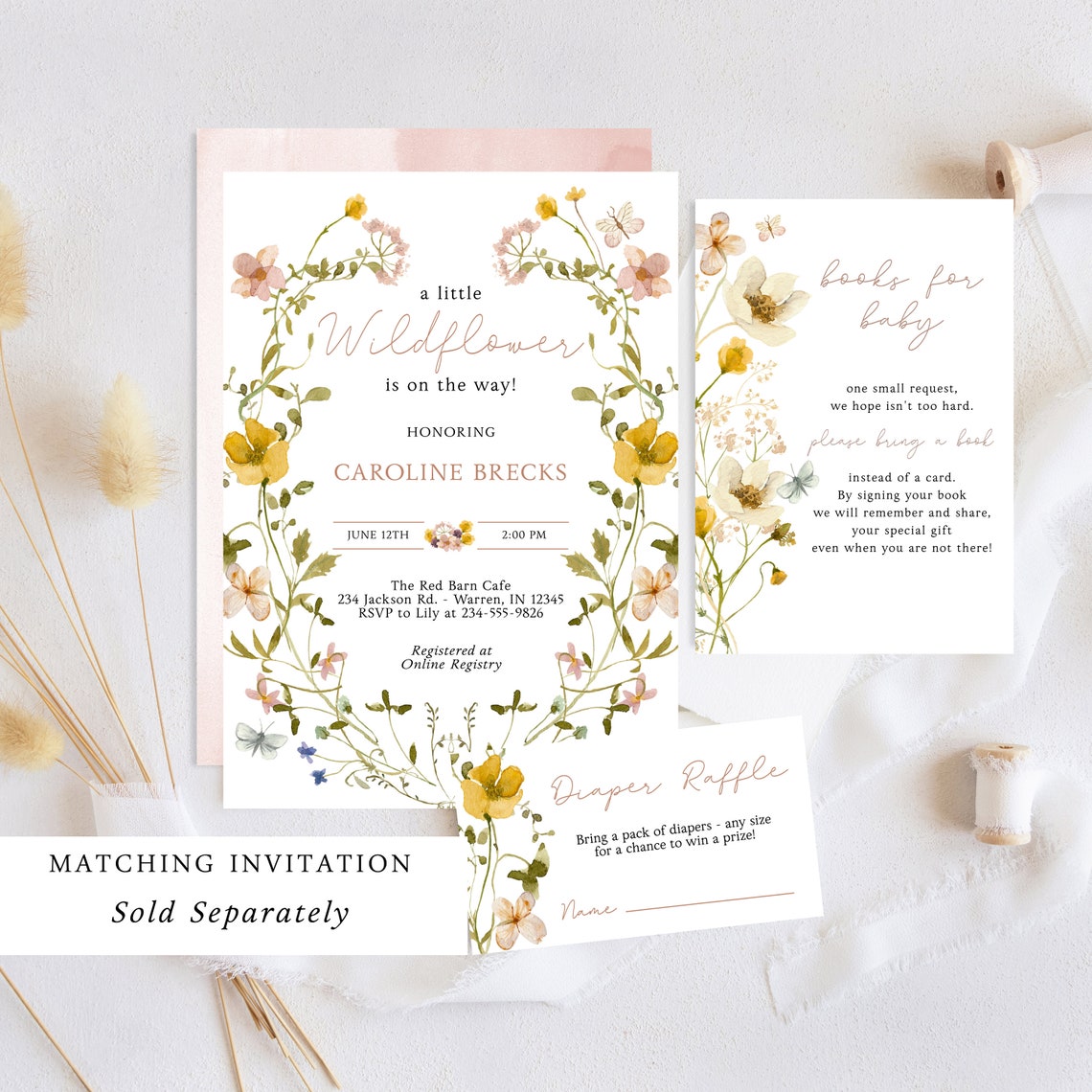 Editable Boho Wildflower Baby Shower Candy Wrapper Label Party Decor ...