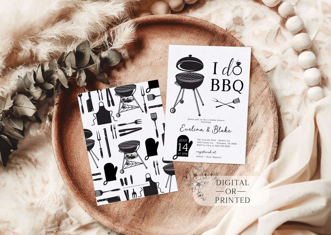 Barbecue Bridal Shower Invitation | Modern Outdoor Couples Shower ...