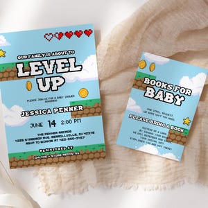 Video Game Boy Baby Shower Invite | Family Level up Baby Shower ...