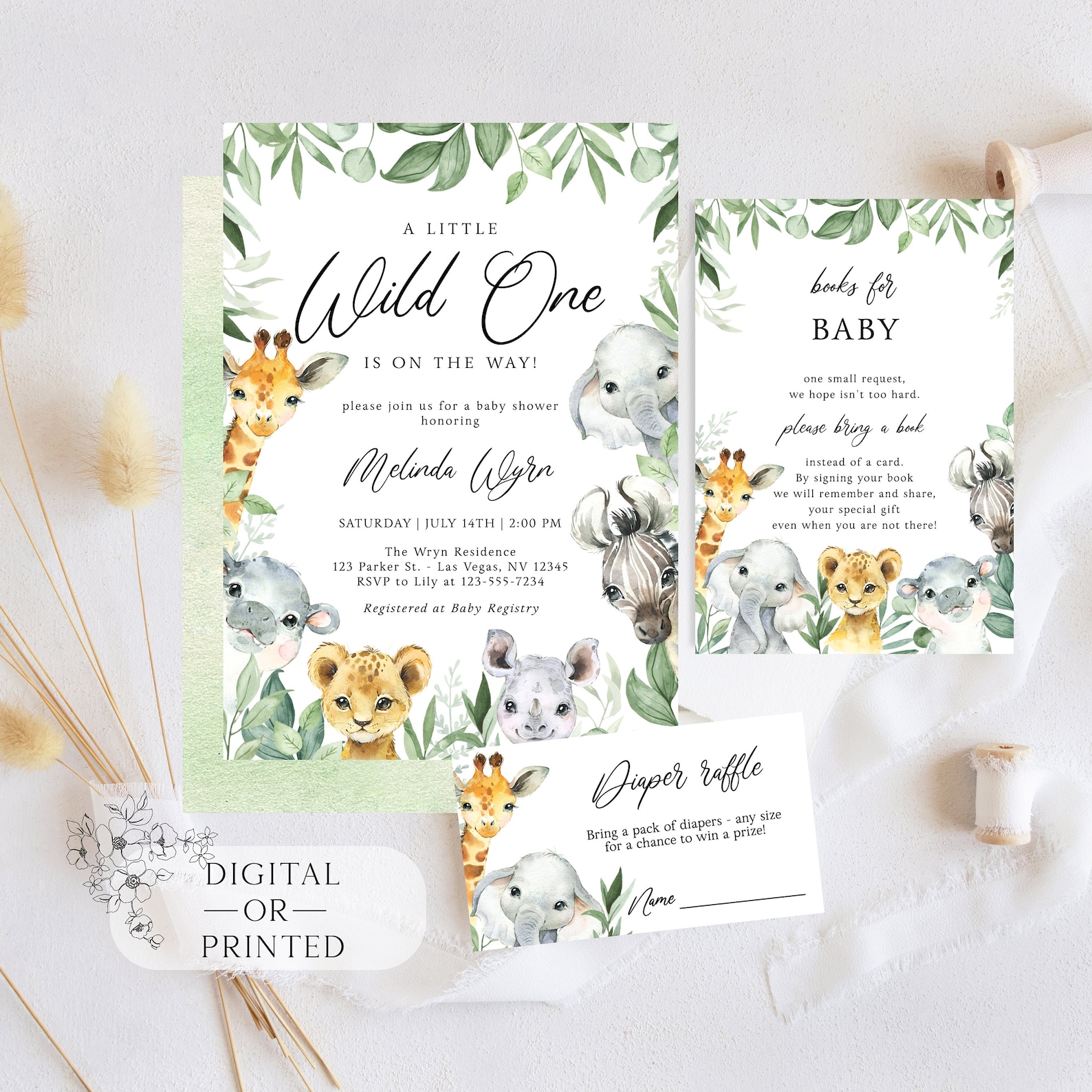 Editable A Little Wild One on the Way Baby Shower Invitation, Safari ...