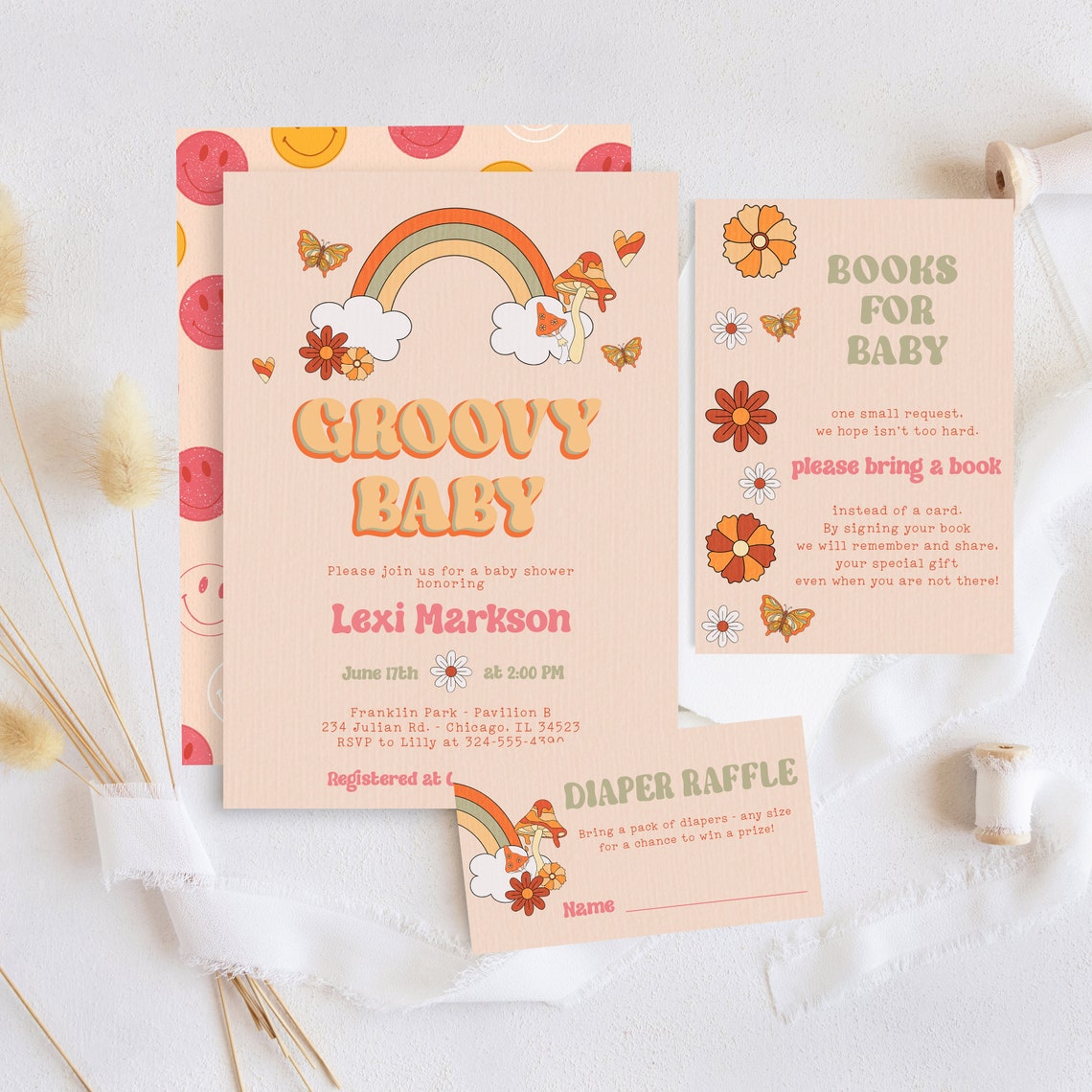 Groovy Retro Baby Shower Invitation Hippie Rainbow 70s Vibe - Etsy